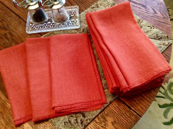 Fabric bolt IL019 100% Linen fabric MECCA ORANGE Softened