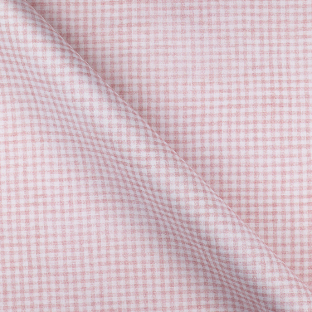 Fabric IC005 Percale 100% Cotton Fabric White / Pink Gingham 1/8" Softened