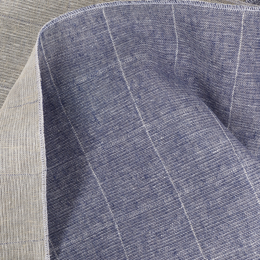 Fabric IS046 73% LINEN / 27% COTTON fabric COBALT / NATURAL - HENRI